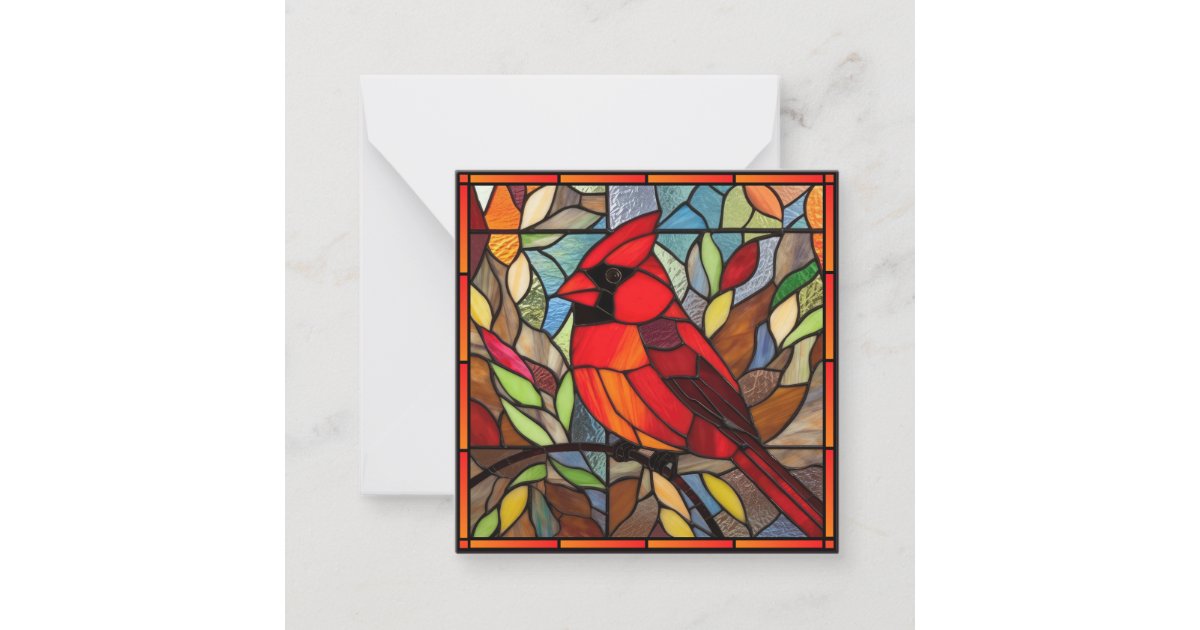 Stained Glass Cardinal Christmas Note Card | Zazzle