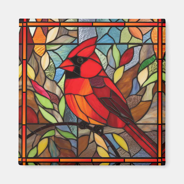 Stained Glass Cardinal Magnet | Zazzle