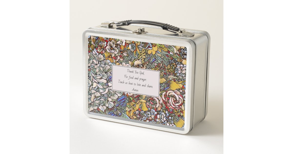 Stained Glass Christian Kids Lunch Time Prayer Metal Lunch Box | Zazzle