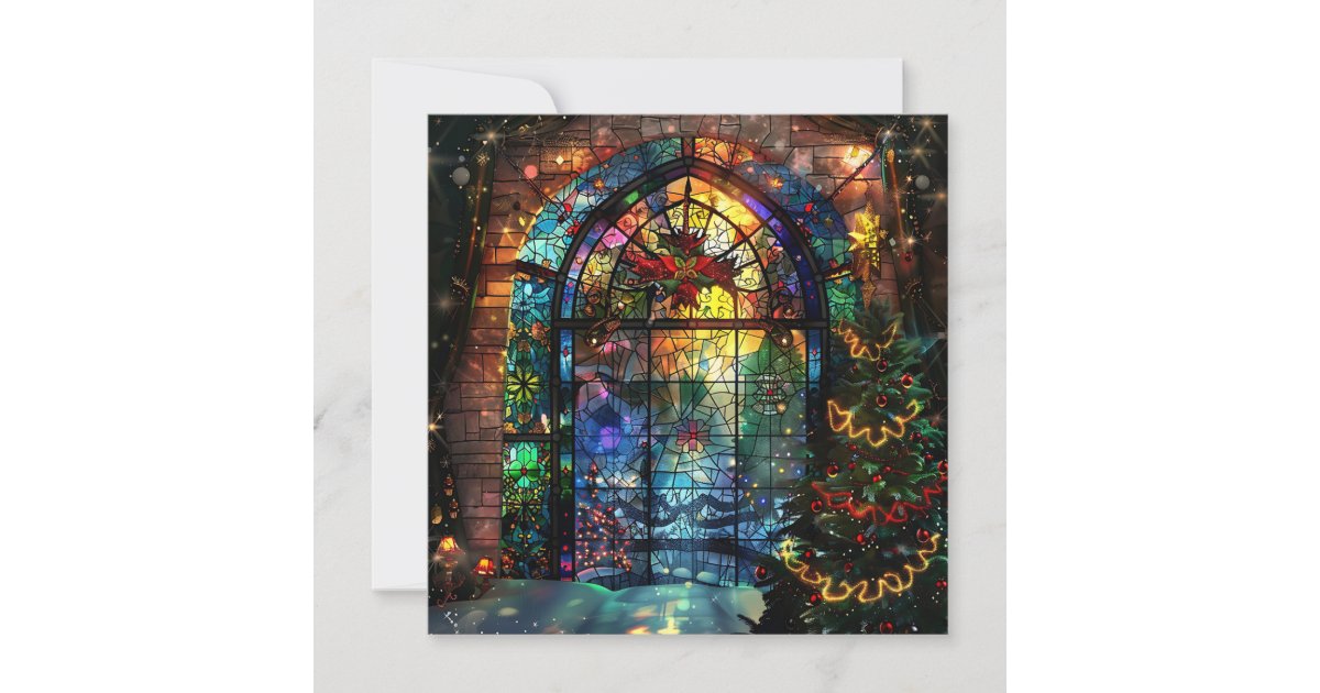 Stained Glass Christmas Greeting Card | Zazzle