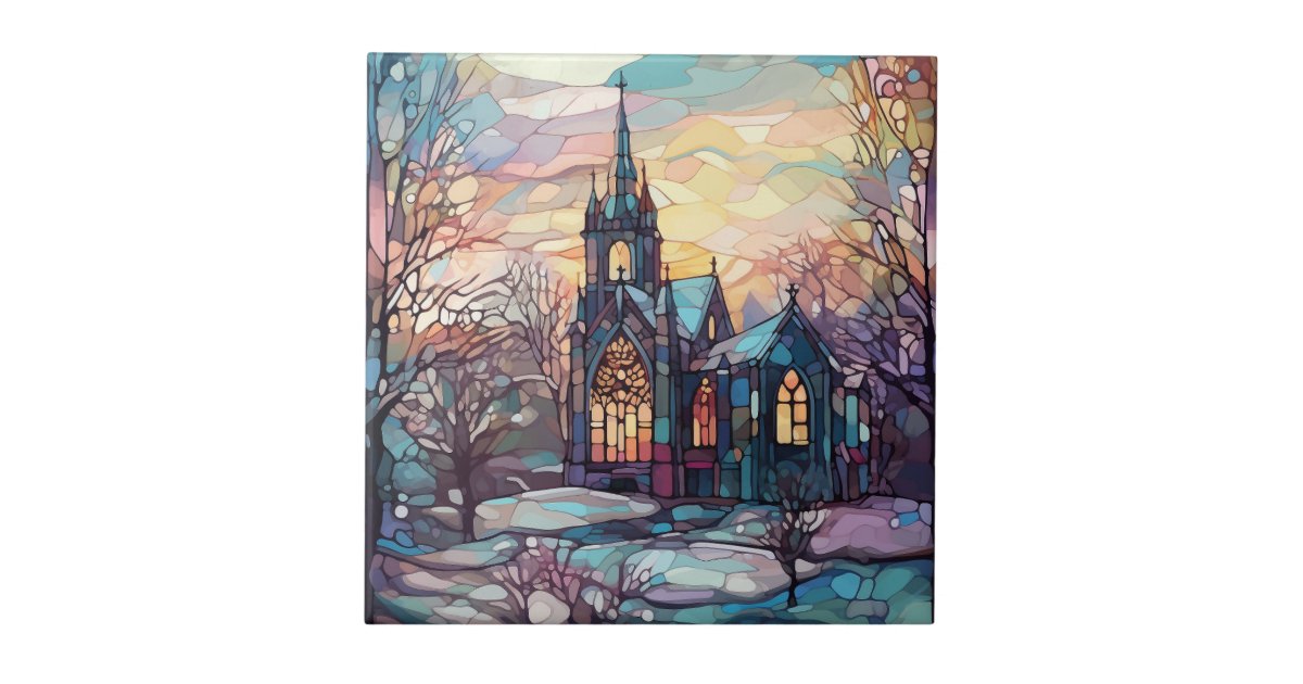 Stained Glass Church Ceramic Tile | Zazzle