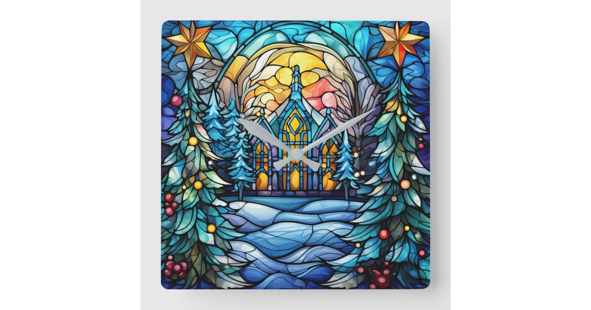 Stained Glass Church Wall Clock | Zazzle