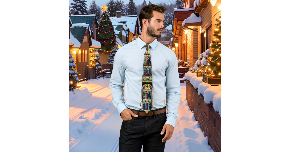 Stained Glass Church Window Christmas Tie | Zazzle