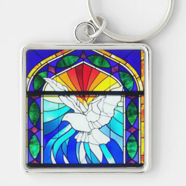 Stained Glass Confirmation Holy Spirit Dove Keychain | Zazzle