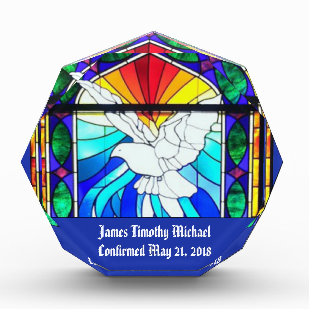 Stained Glass Confirmation RCIA Holy Spirit Dove Photo Block | Zazzle