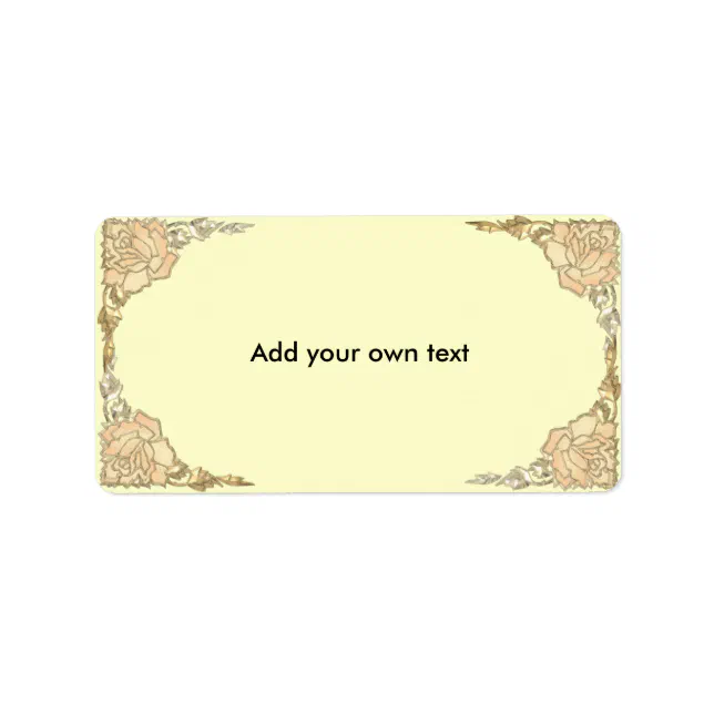 Stained Glass Cream Gold Roses Label | Zazzle
