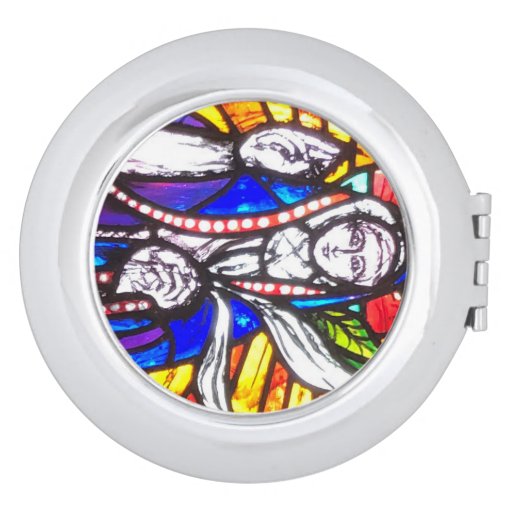 Stained Glass Design with Religious Figure. Compact Mirror | Zazzle