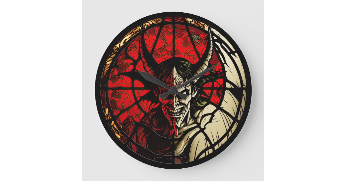 Stained Glass Devil Design Clock | Zazzle