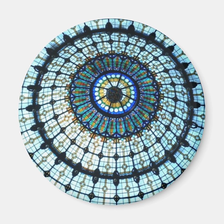 Stained glass dome magnet | Zazzle