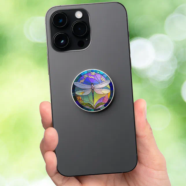Stained Glass Dragonfly PopSocket | Zazzle