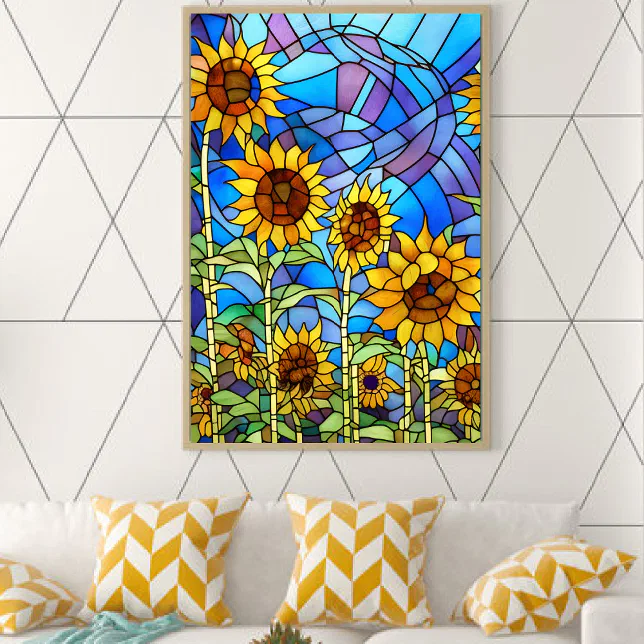 Stained Glass Field of Sunflowers Poster | Zazzle