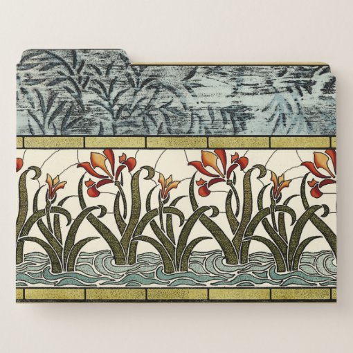 Stained Glass Flowers with Tan Border File Folder | Zazzle