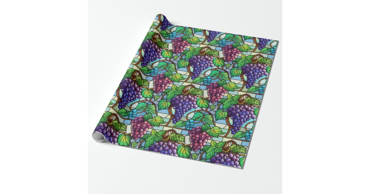 Stained glass Grapes Wrapping Paper | Zazzle