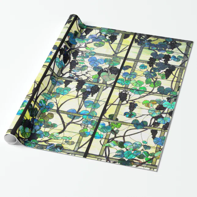 Stained Glass Grapevines Wrapping Paper | Zazzle
