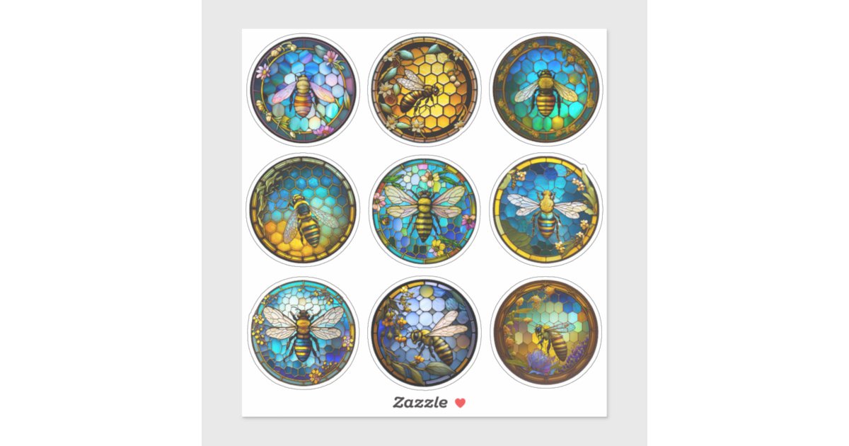 Stained Glass Honey Bees Sticker | Zazzle