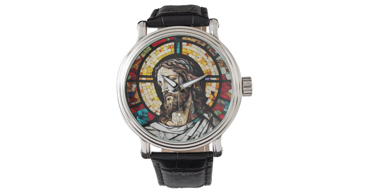 Stained Glass Jesus Design Wrist Watch | Zazzle