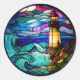 Stained Glass Lighthouse Classic Round Sticker | Zazzle