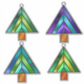 Stained Glass Look Christmas Trees Ornaments Sticker | Zazzle