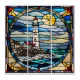 Stained Glass Look Coastal Lighthouse Triptych Des | Zazzle