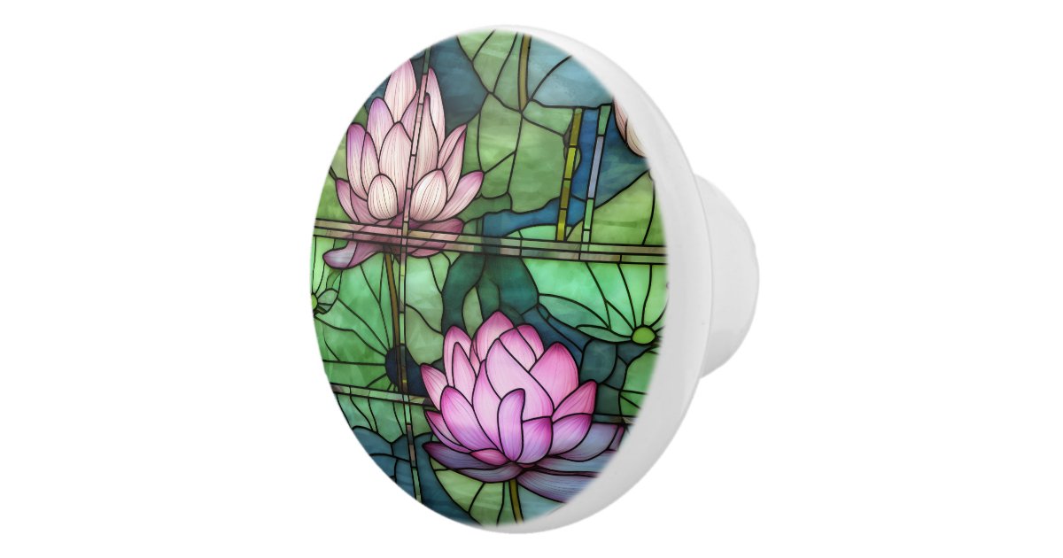Stained Glass Lotus Ceramic Pull | Zazzle