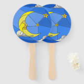 Stained Glass Moon, Stars, and Clouds Hand Fan | Zazzle