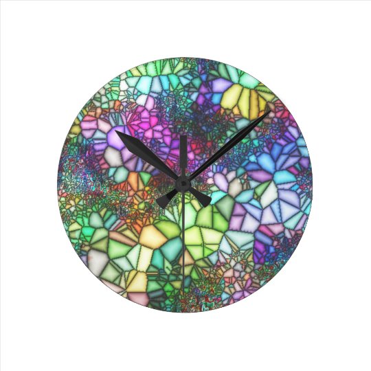 Stained Glass Mosaic Round Clock | Zazzle.com