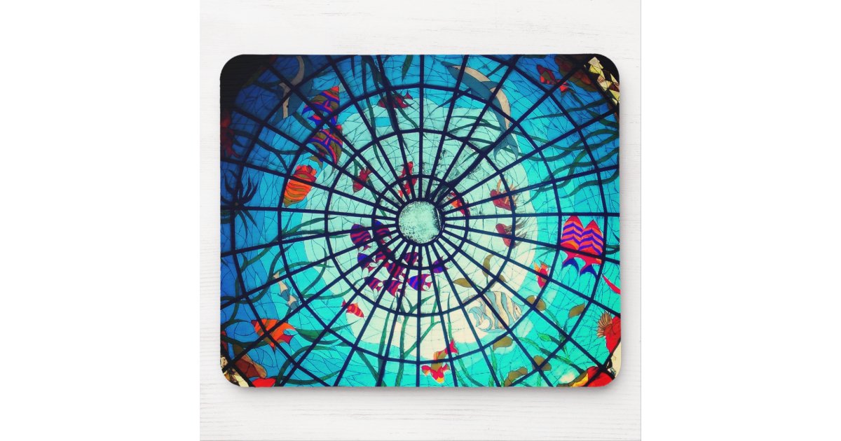 Stained glass ocean tropical fish mouse pad | Zazzle