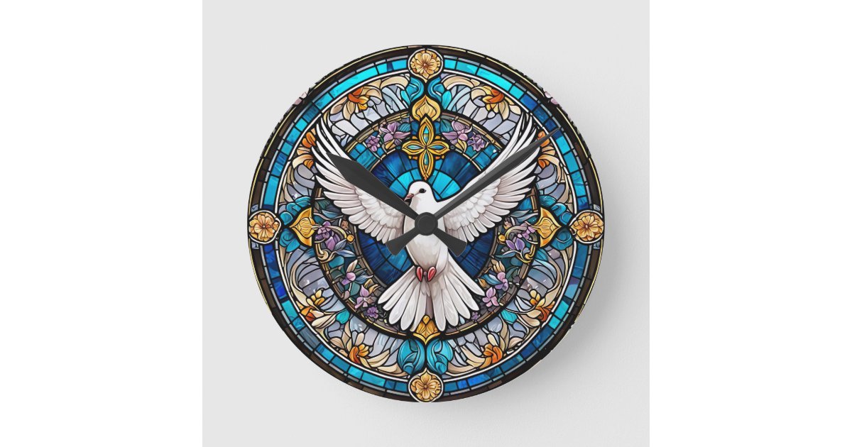 Stained Glass of Christian Cross Clock | Zazzle