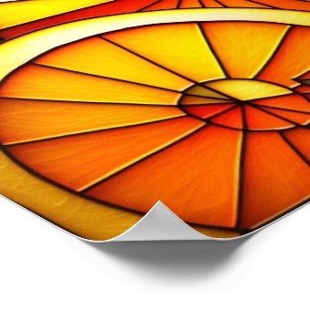 Stained Glass Orange wedges Poster | Zazzle