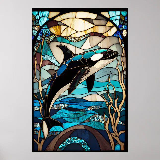 Stained Glass Orca Poster | Zazzle
