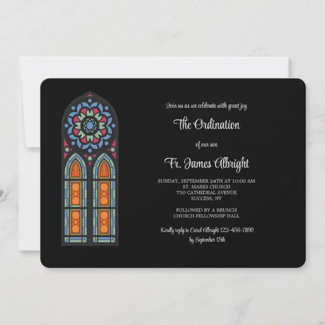 Stained Glass Priest Ordination Invitation | Zazzle