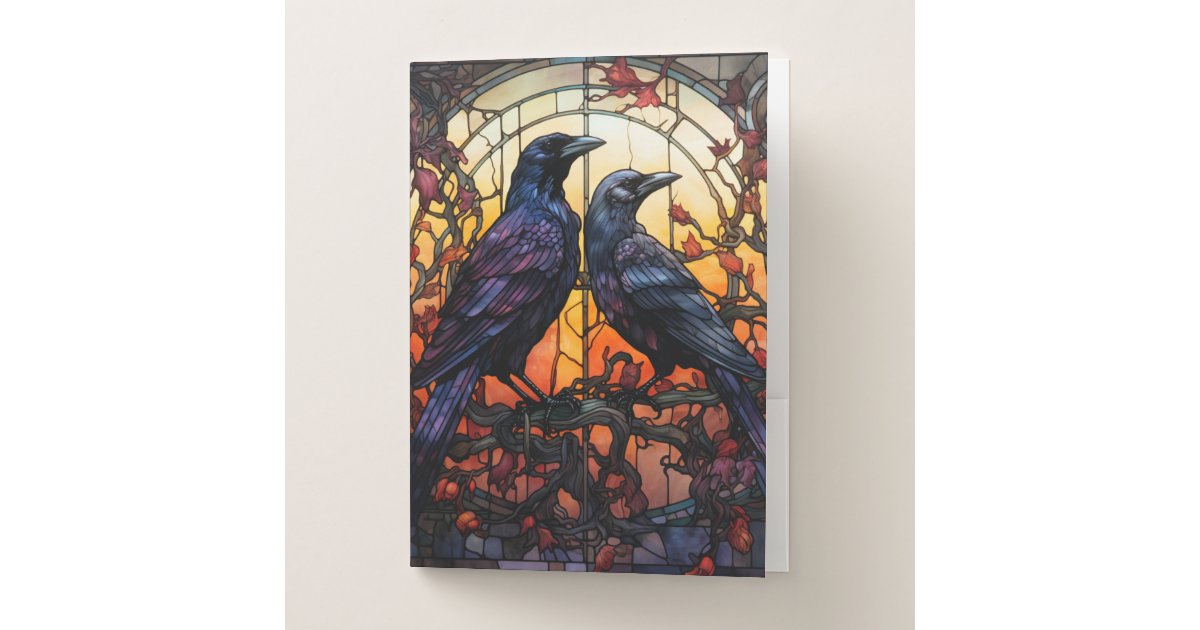 Stained Glass Ravens Pocket Folder | Zazzle