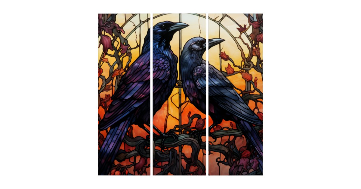 Stained Glass Ravens Triptych | Zazzle