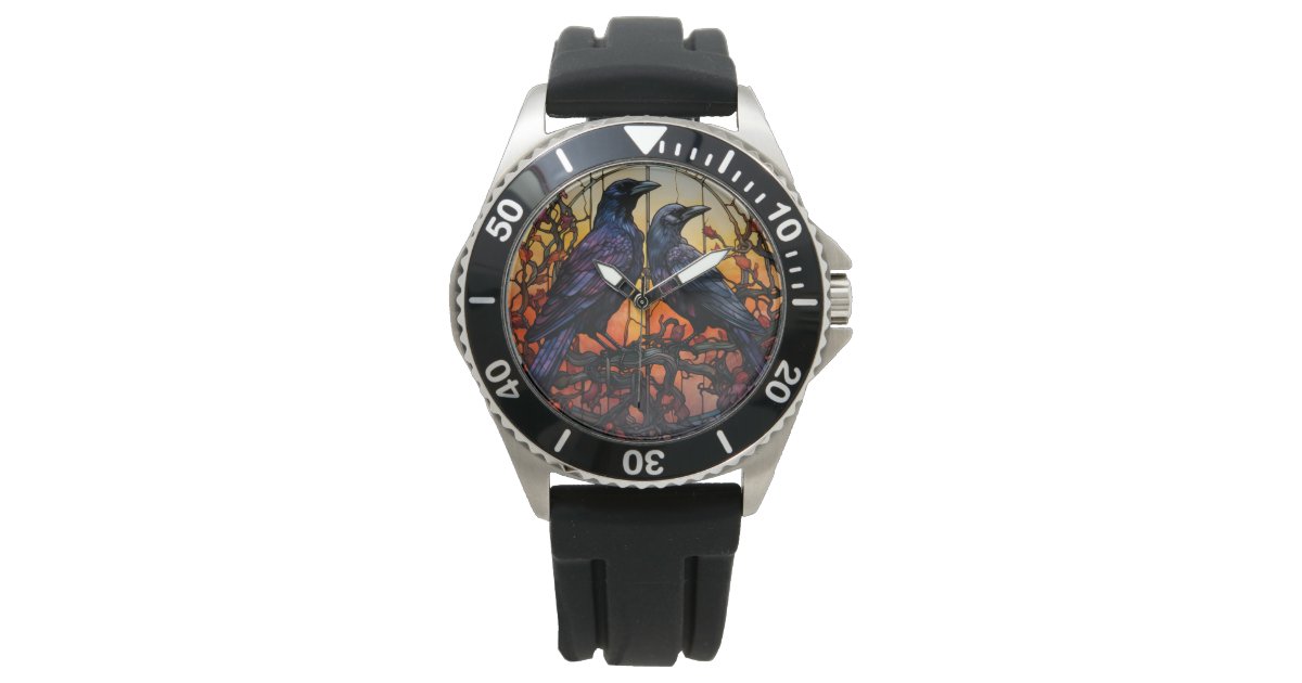 Stained Glass Ravens Watch | Zazzle