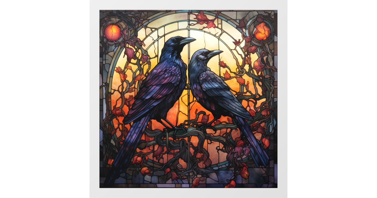 Stained Glass Ravens Window Cling | Zazzle