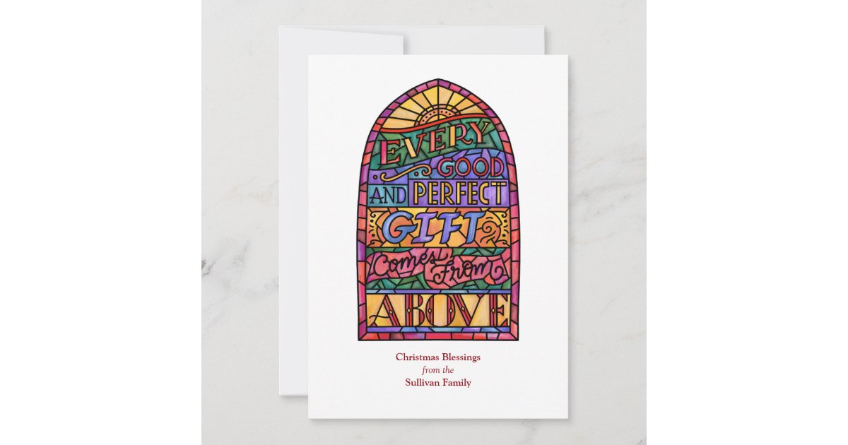 Stained Glass Religious Non-Photo Holiday Card | Zazzle