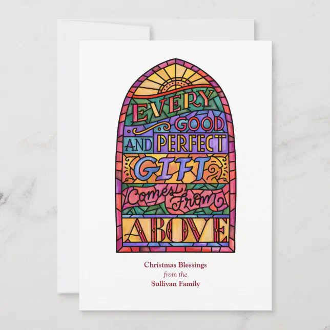 Stained Glass Religious Non-Photo Holiday Card | Zazzle