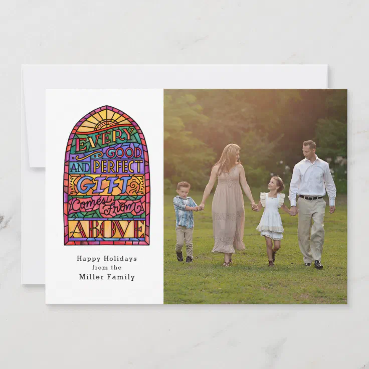 Stained Glass | Religious Photo Holiday Card | Zazzle