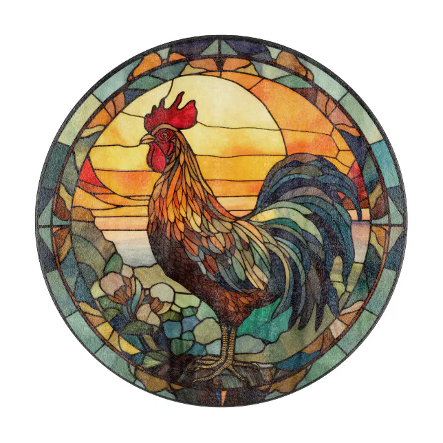 Stained Glass Rooster Cutting Board | Zazzle