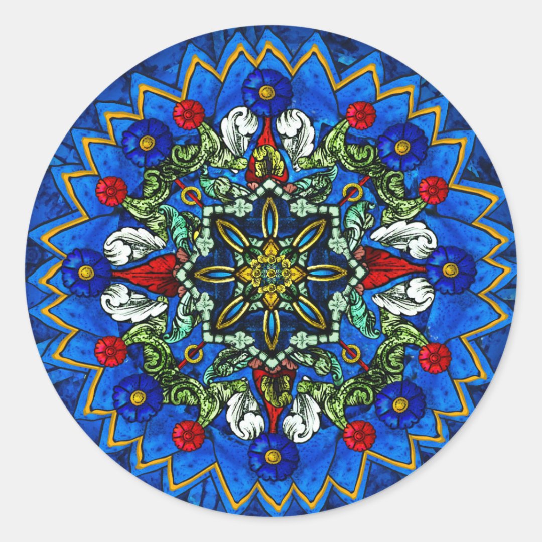 Stained Glass Rose Window Mandala Sticker | Zazzle