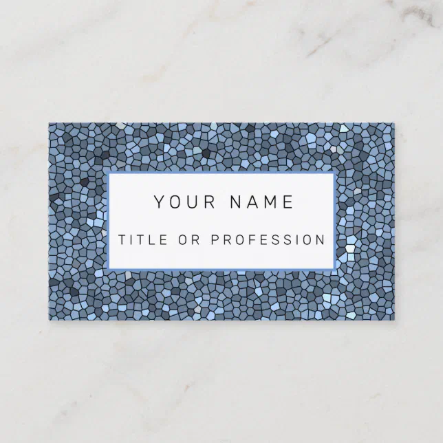 Stained Glass Silver Blue Business Card | Zazzle