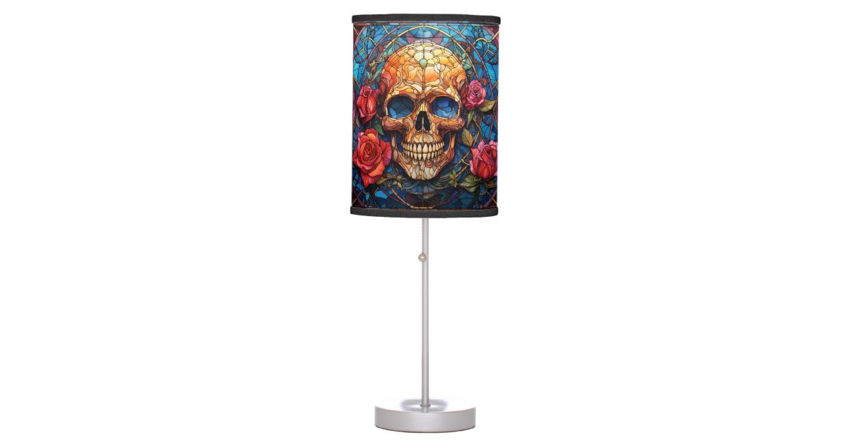 Stained Glass Skeleton Design Table Lamp | Zazzle
