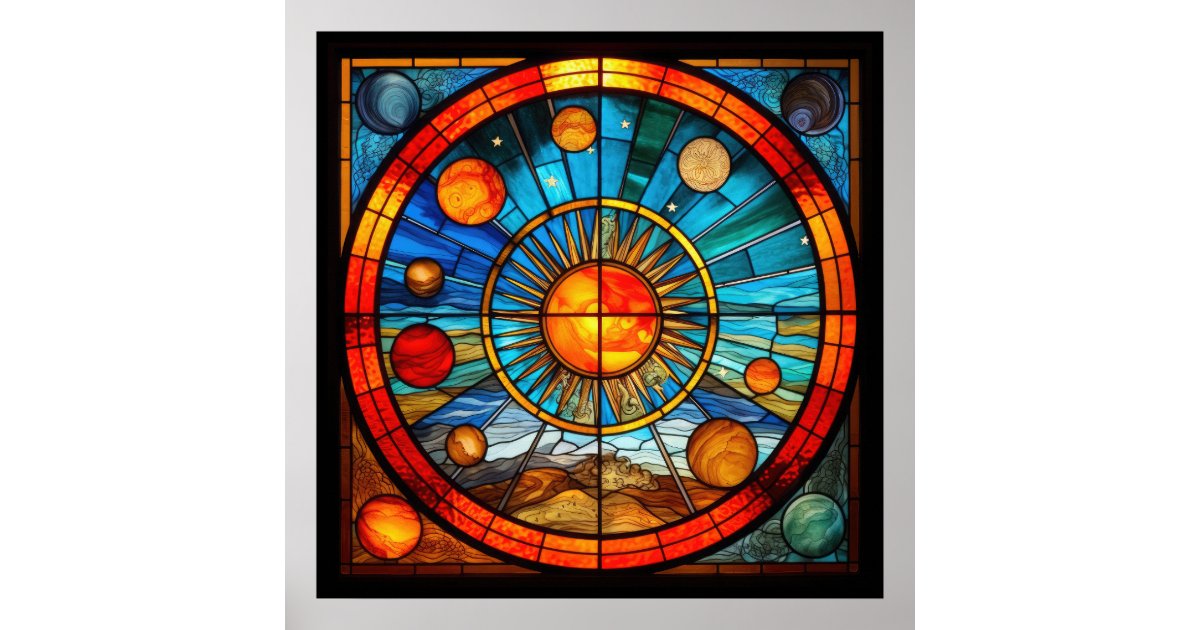 Stained Glass Solar System Poster | Zazzle