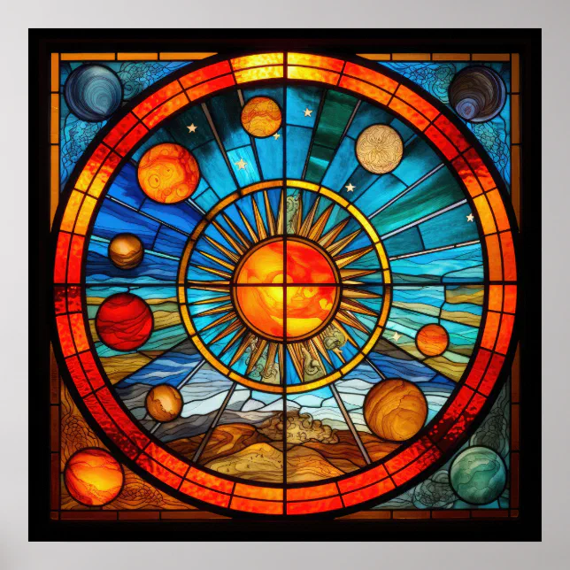 Stained Glass Solar System Poster | Zazzle