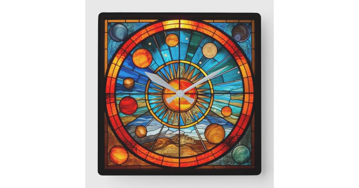 Stained Glass Solar System Wall Clock | Zazzle
