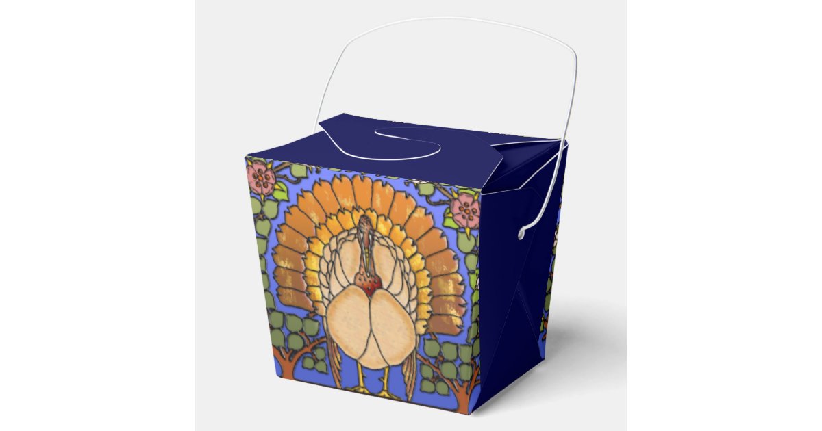 Stained Glass Thanksgiving Turkey Takeout Favor Boxes | Zazzle