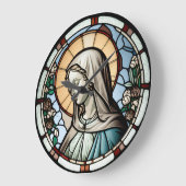 Stained Glass Virgin Mary Design Clock | Zazzle