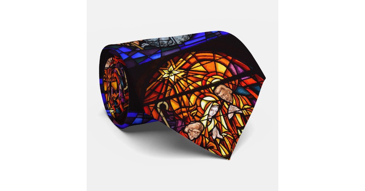 Stained Glass Window Nativity Gift For Dad Neck Tie | Zazzle