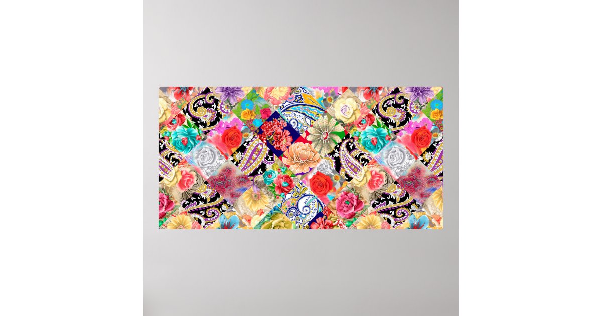 Stained glass window with pattern in modern style poster | Zazzle