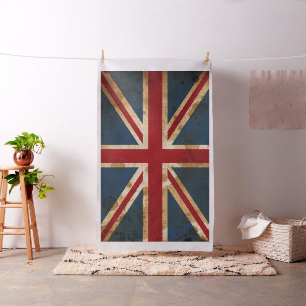 Stained Union Jack UK Flag Fabric | Zazzle